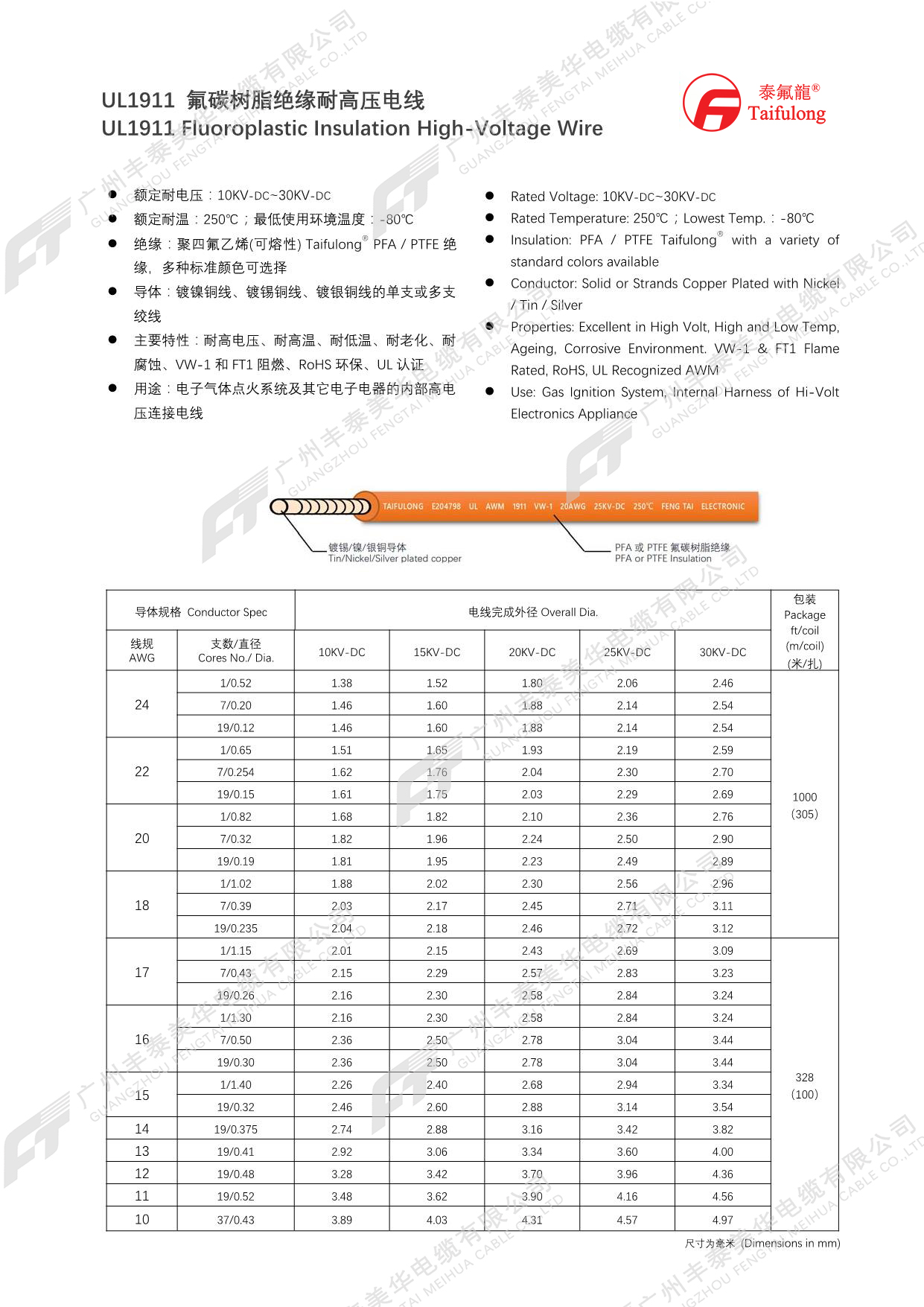 UL1911 - 高压线 - 广州丰泰美华电缆有限公司